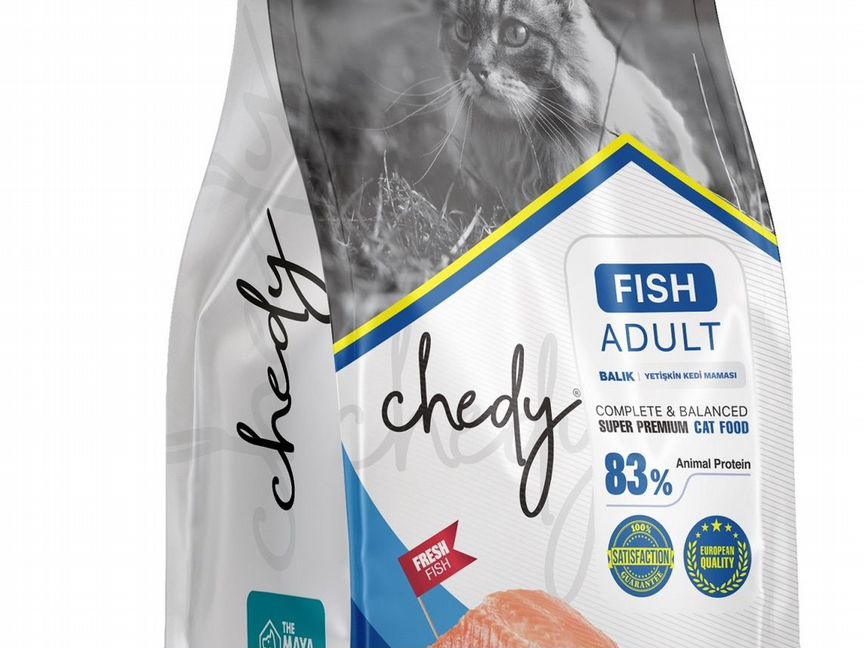 Chedy сухой корм для взрослых кошек, рыба