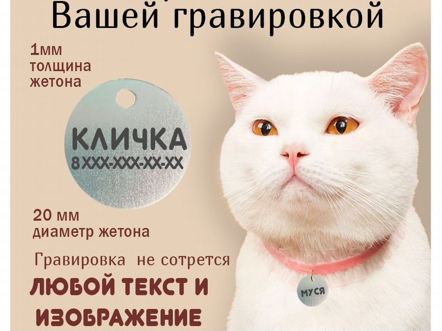 Адресник для животных круглый (металл), серебристы