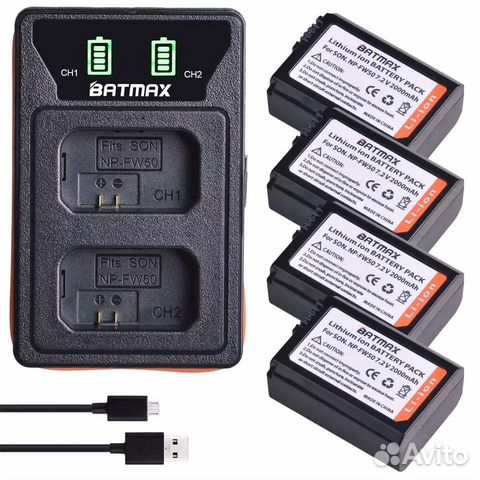 Зарядка и 4 аккумулятора np-fw50 комплект battmax купить в Москве ...