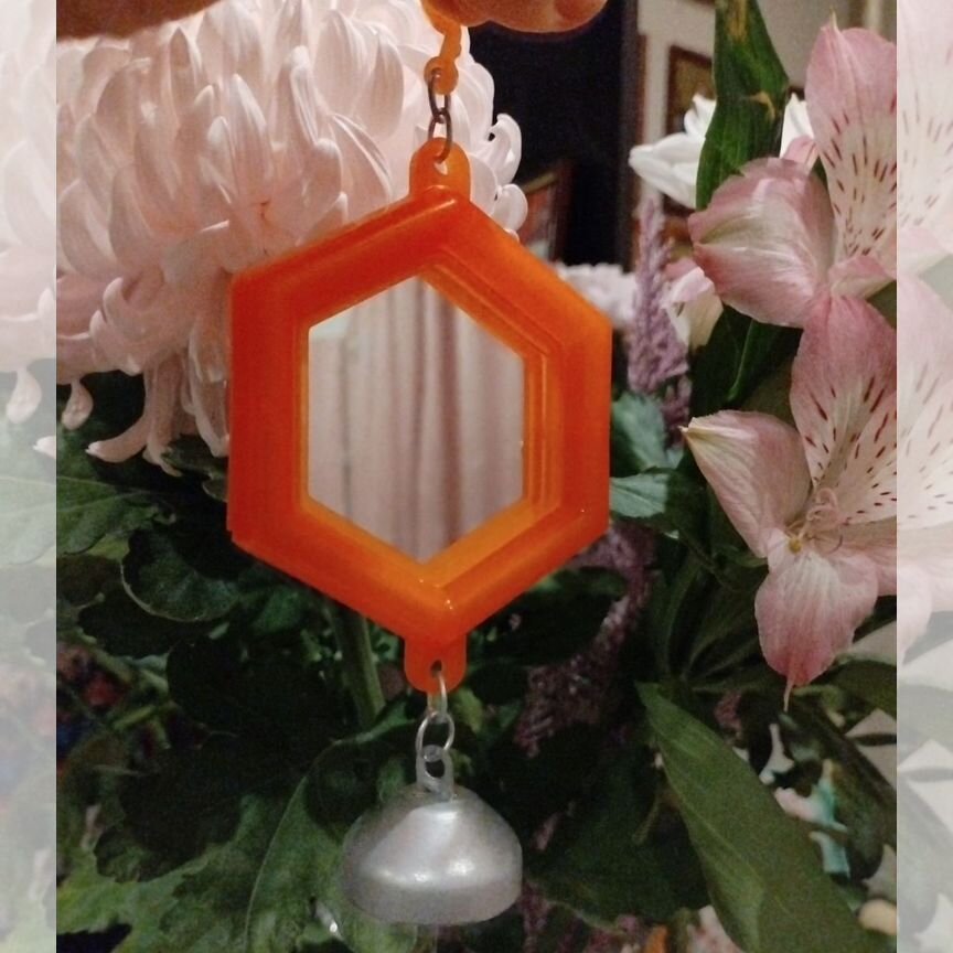 Зеркало с колокольчиком для птиц