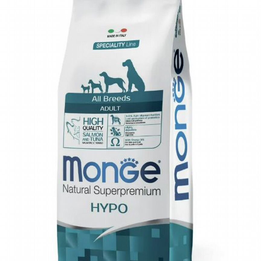 Корм Monge Hypo с лососем и тунцом для собак 12 кг