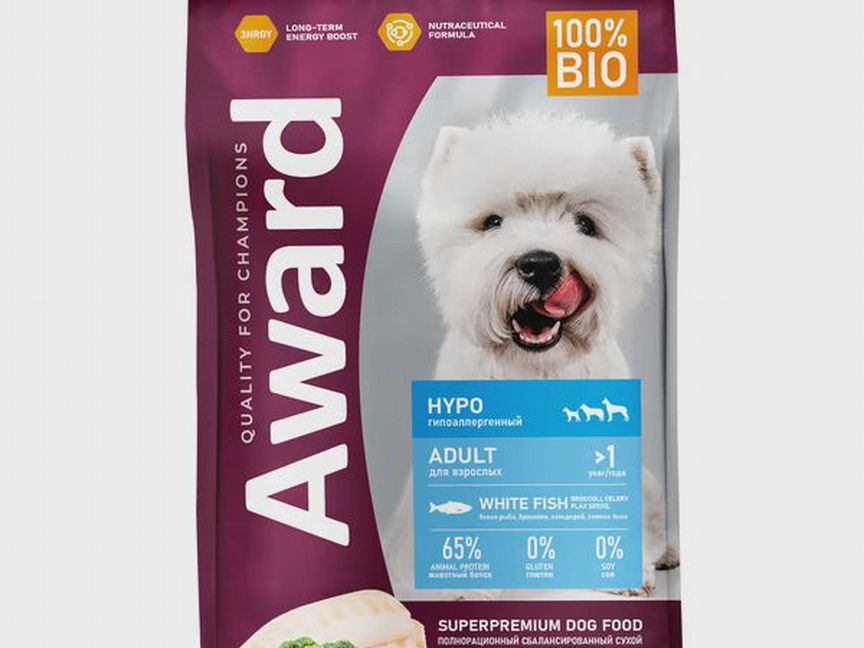 Сухой корм award hypo для собак всех пород (белая