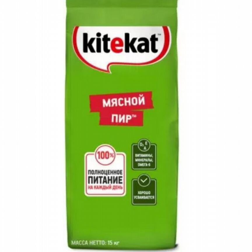 Сухой корм для кошек Kitekat Мясной пир 15 кг