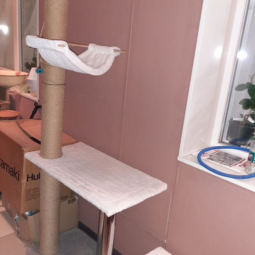 Комплекс для кошек с когтеточкой и домиком, 178 см