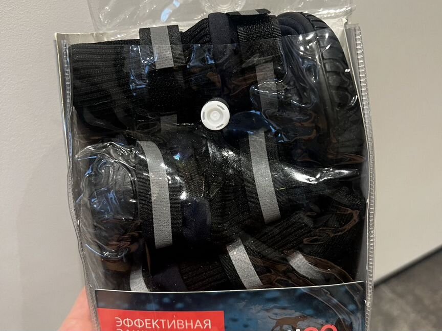 Ботинки высокие на липучках для собак S черный