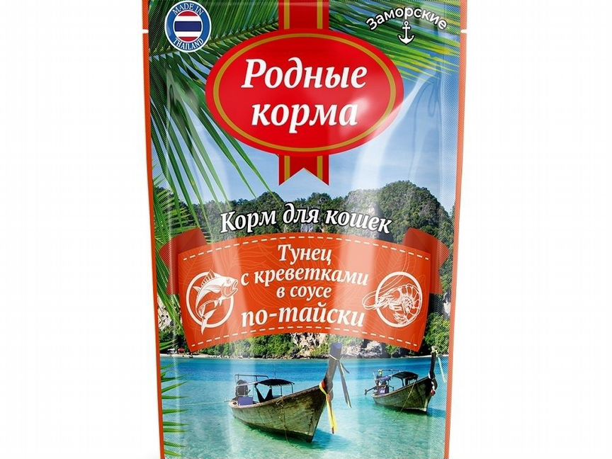 Родные корма заморские паучи для кошек тунец с кре