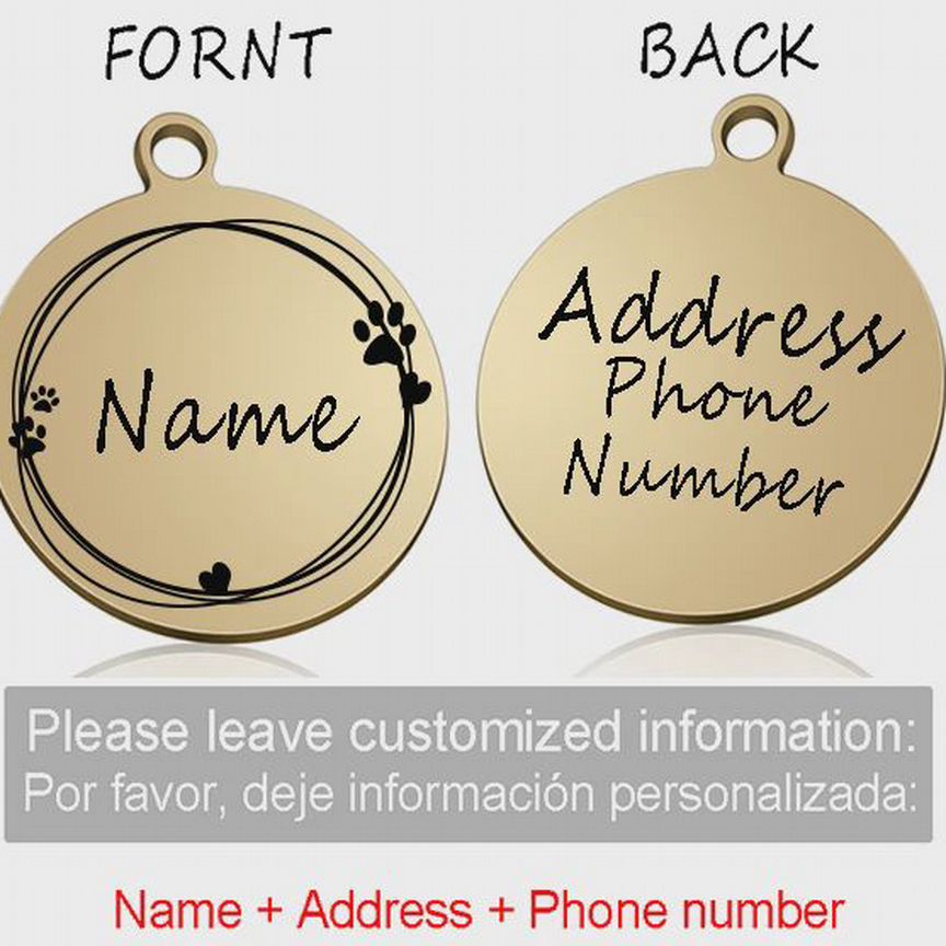 Именная подвеска для собак и кошек, S, Gold