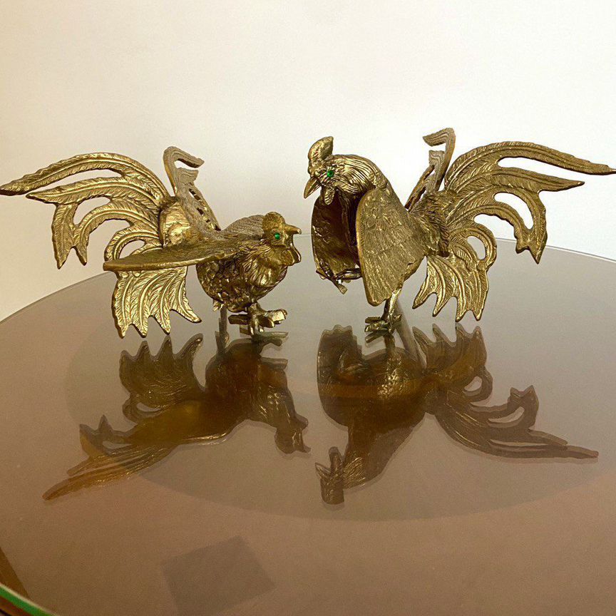 Петухи дерущиеся бронза винтаж Испания