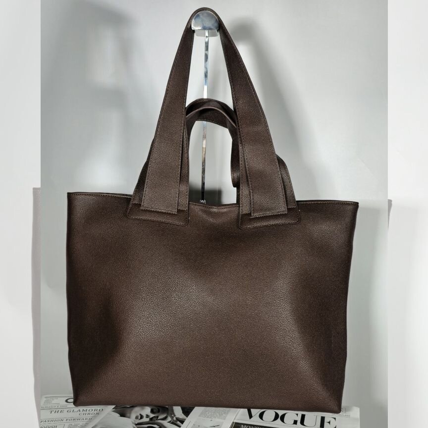 Большая сумка черная, темно-коричневая