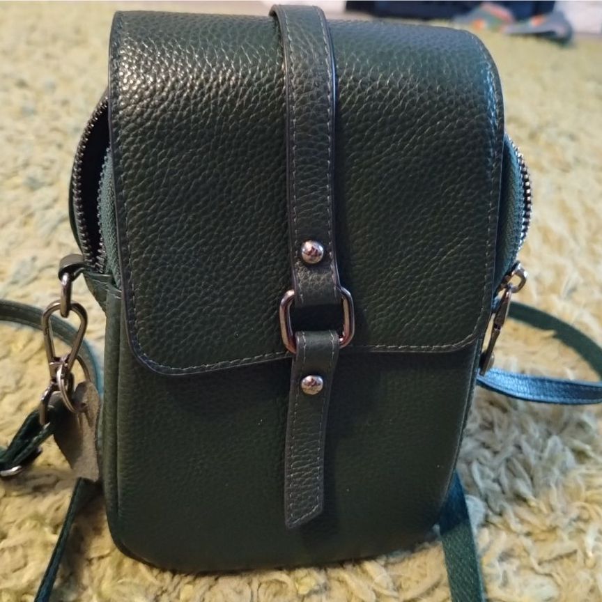 Сумка натуральная кожа зеленая