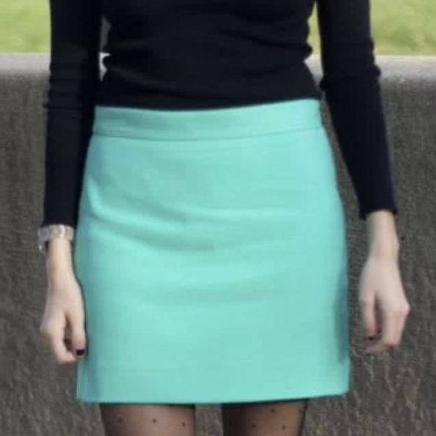 Юбка Tara Jarmon нат. кожа, цвет Тиффани,S